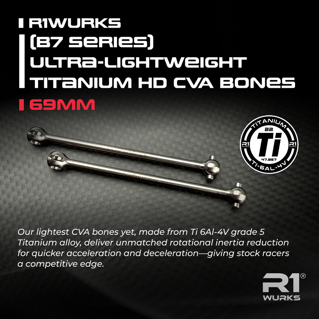 R1WURKS (B7 Series) Ultra-lightweight Titanium HD CVA Bones, 69mm – R1 Brushless Motor Lab, LLC.