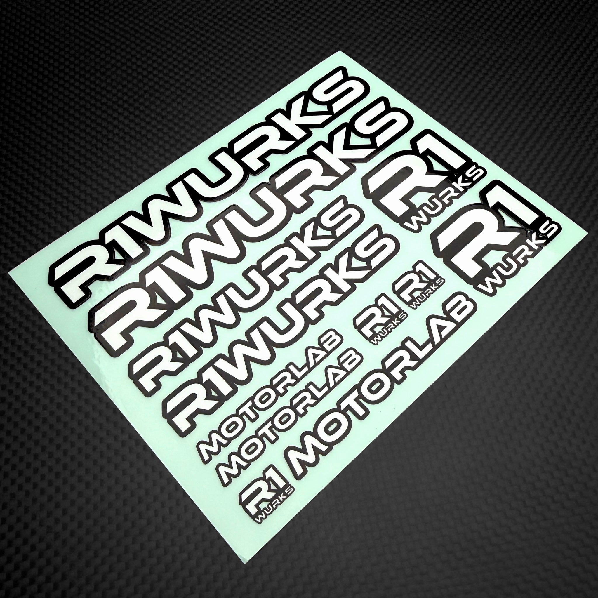 R1WURKS / MOTORLAB Team Decal Sheet / Sticker – R1 Brushless Motor Lab, LLC.