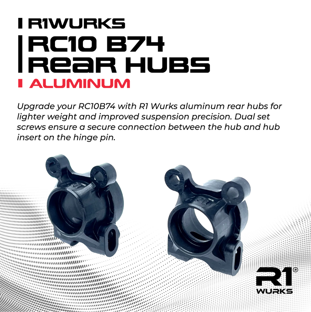 R1WURKS RC10 (B74 Series) Rear Hubs, Aluminum – R1 Brushless Motor Lab ...