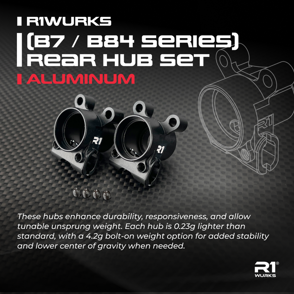 R1WURKS (B7 / B84 Series) Rear Hub Set, Aluminum – R1 Brushless Motor ...