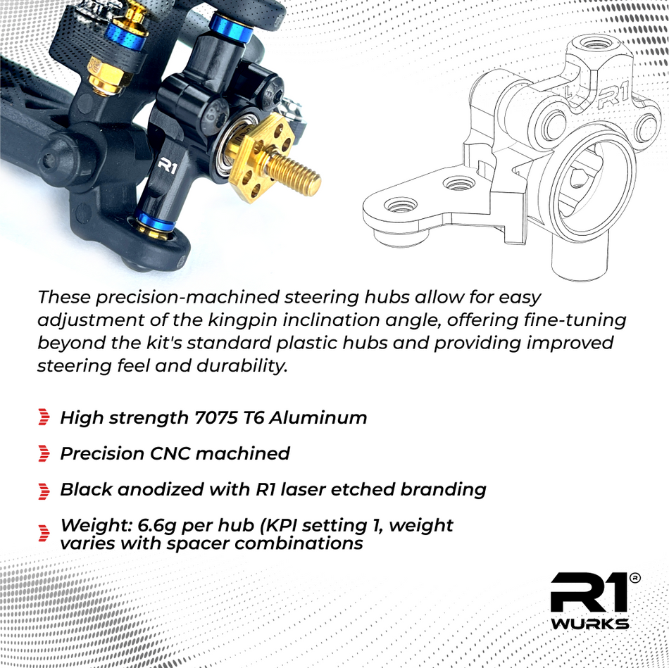 R1WURKS (B7 Series) Adjustable KPI Steering Block Set – R1 Brushless ...