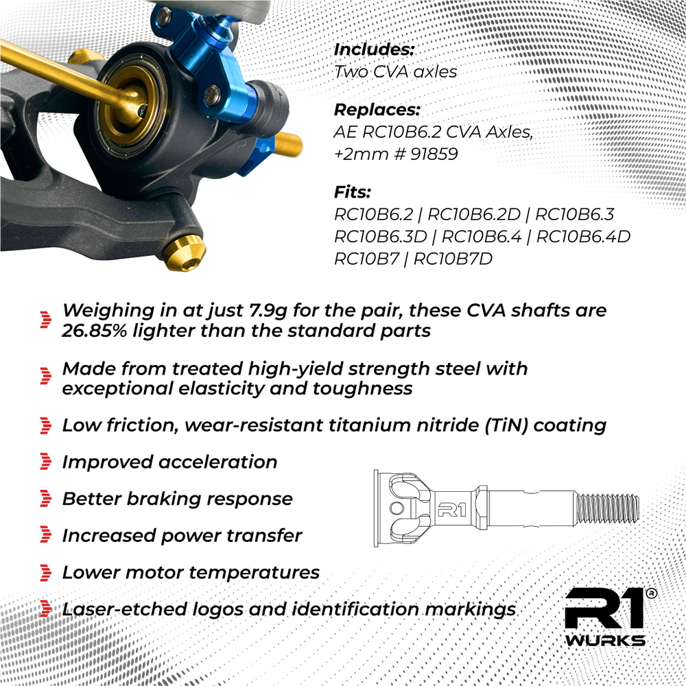 R1WURKS (B7 Series) Lightweight Rear CVA Axle – R1 Brushless Motor Lab ...