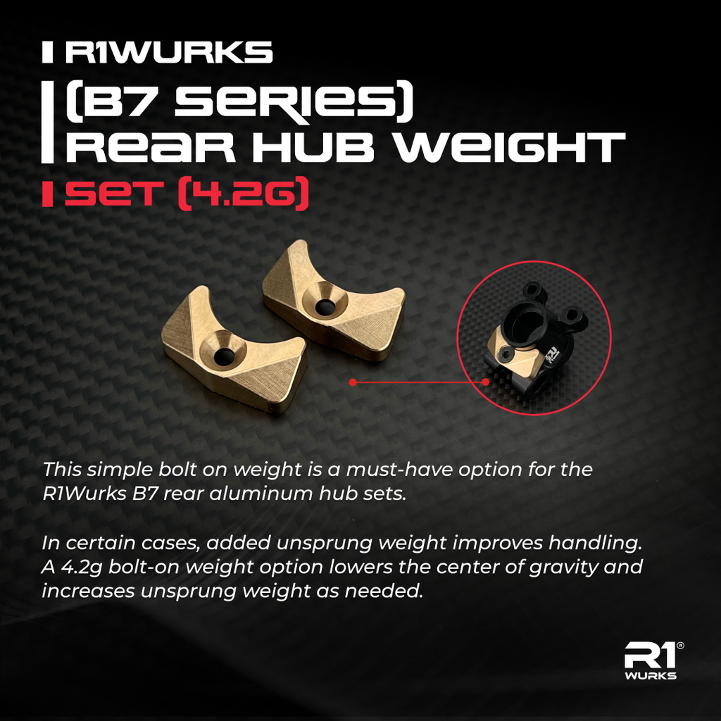 R1WURKS (B7 Series) Rear Hub Weight Set (4.2g) – R1 Brushless Motor Lab ...