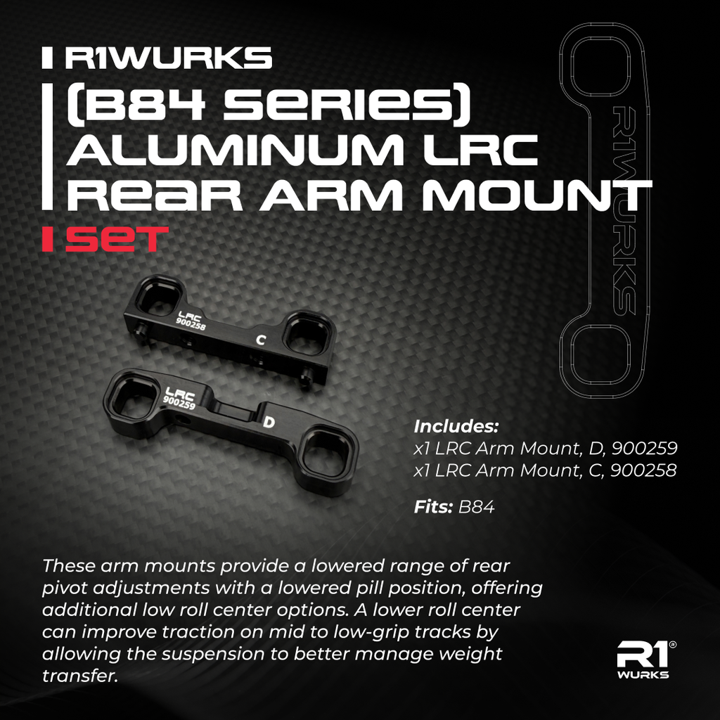 R1WURKS (B84 Series) Aluminum LRC Rear Arm Mount Set – R1 Brushless ...