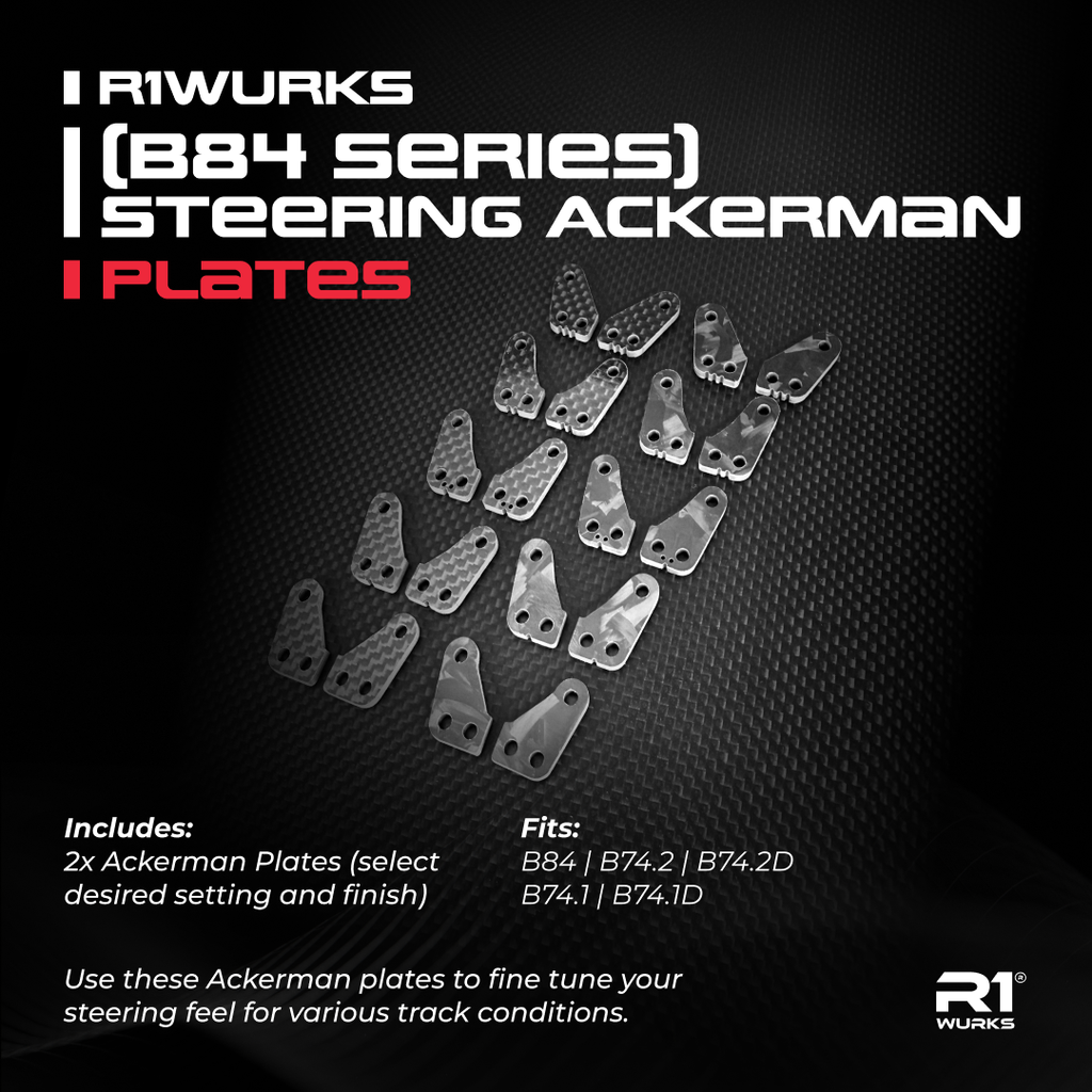 R1WURKS (B84 Series) Steering Ackerman Plates – R1 Brushless Motor Lab ...