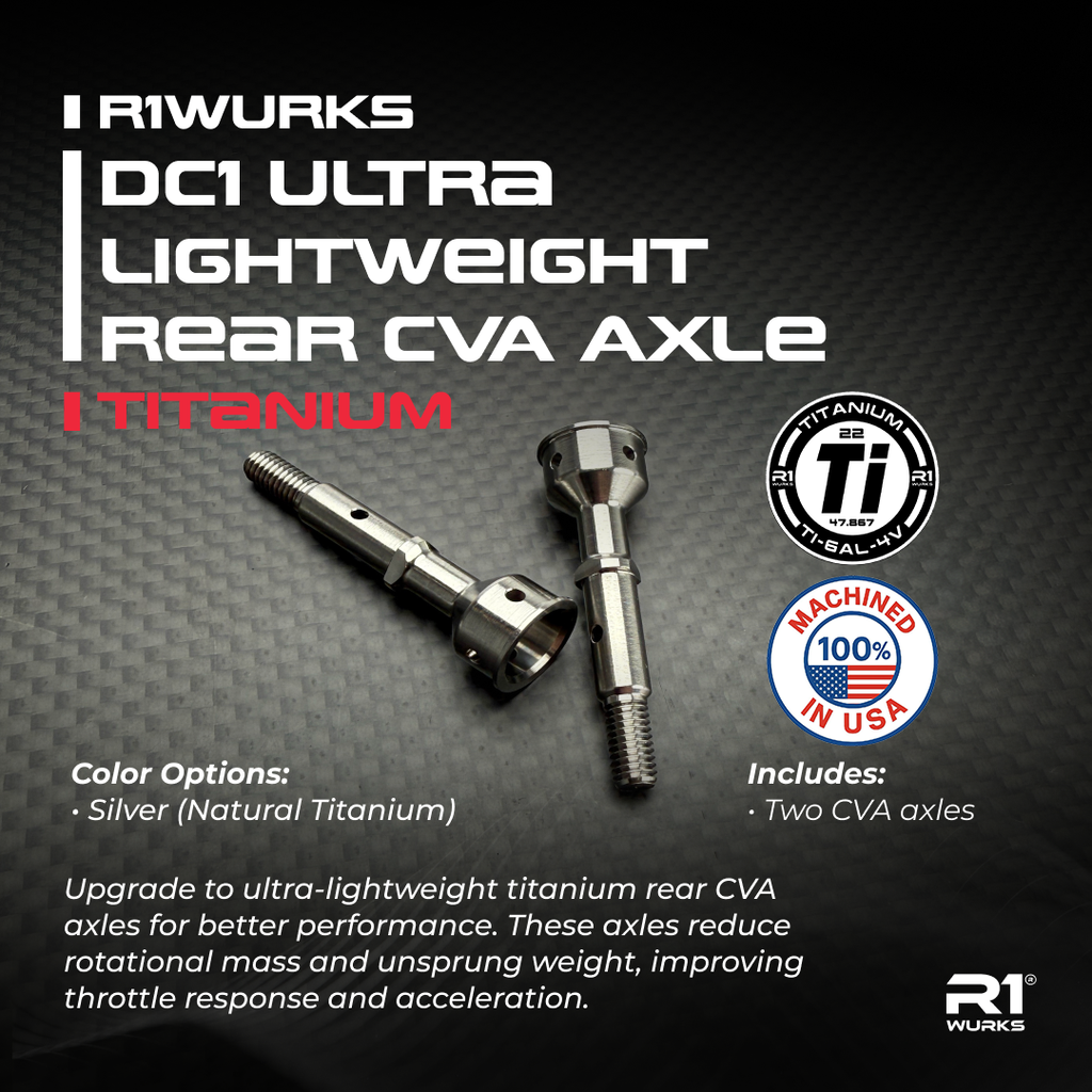 R1WURKS DC1 Ultra Lightweight Rear CVA Axle, Titanium – R1 Brushless ...