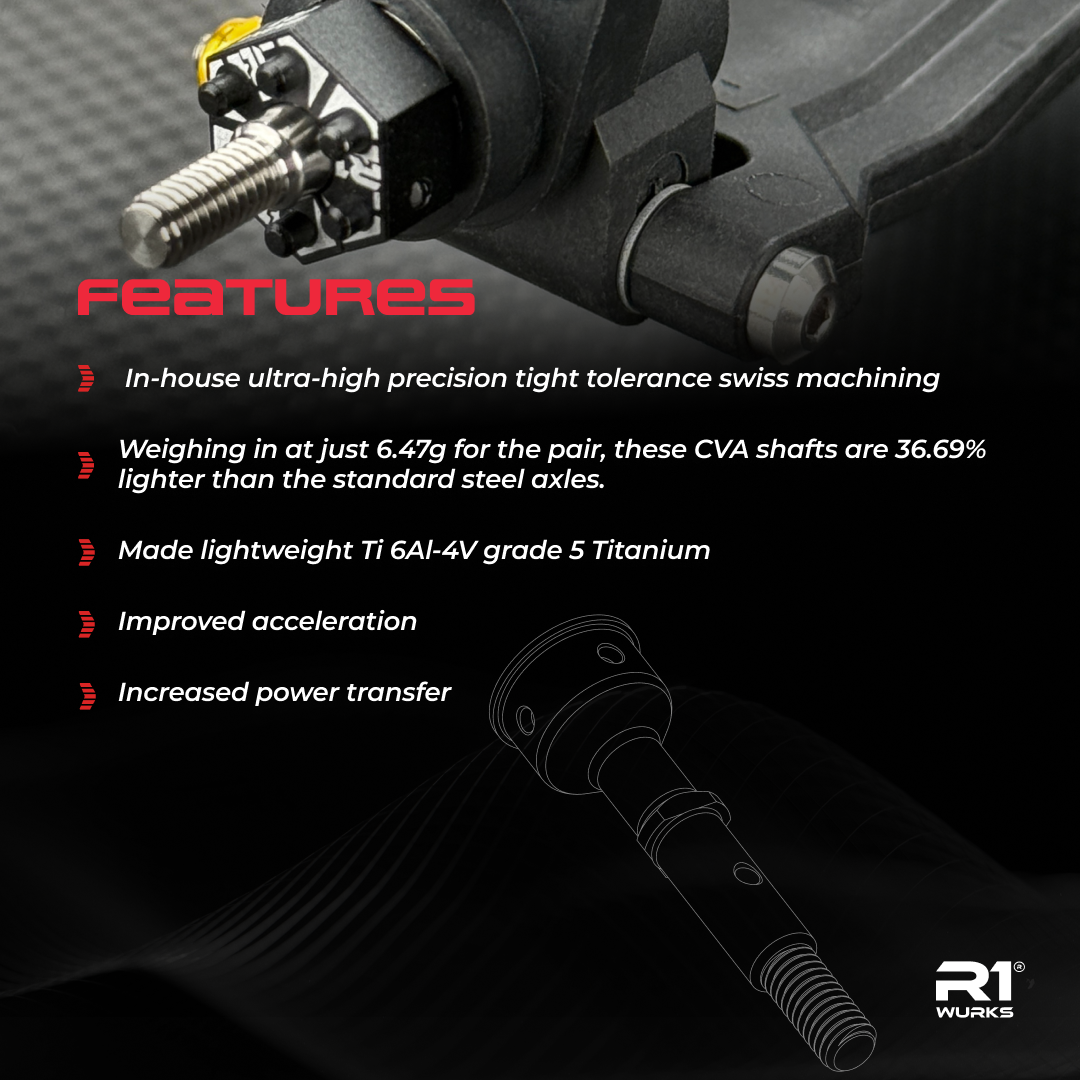 R1WURKS DC1 Ultra Lightweight Rear CVA Axle, Titanium – R1 Brushless ...