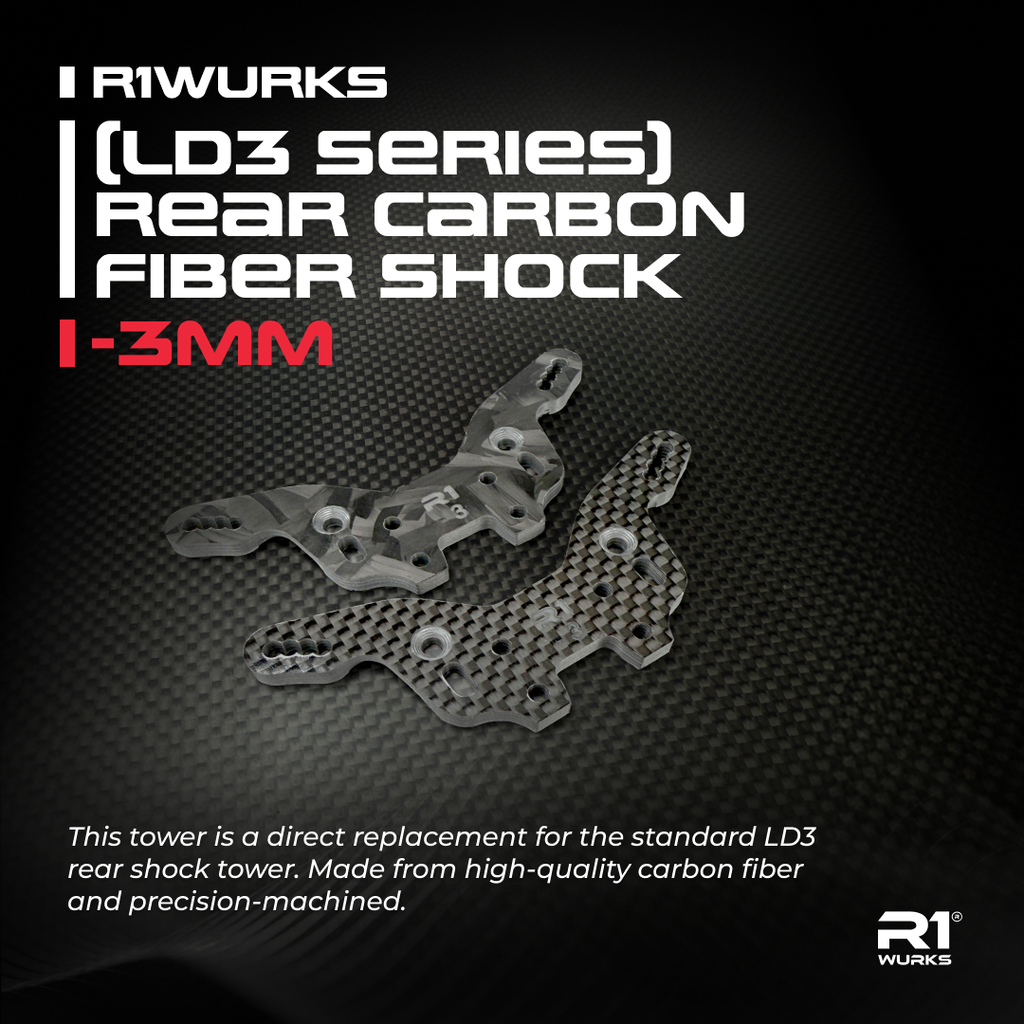 R1WURKS (LD3 Series) Rear Carbon Fiber Shock Tower -3mm – R1 Brushless ...
