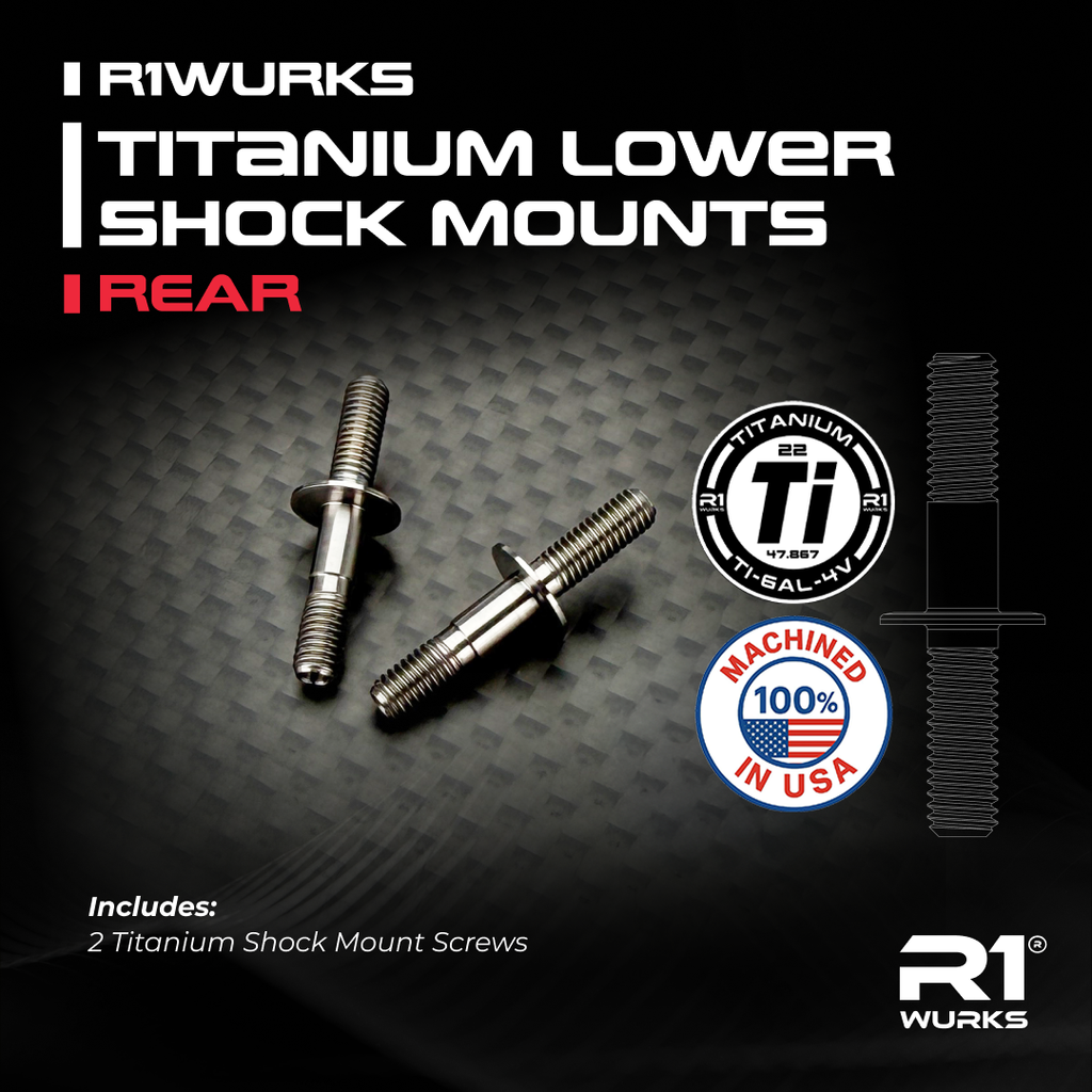 R1WURKS Titanium Lower Shock Mounts, Rear – R1 Brushless Motor Lab, LLC.